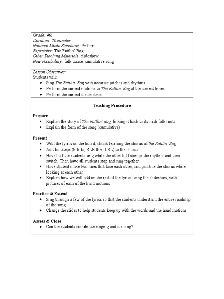 4th Grade Folk Dance Lesson Plan | PDF | Foreign Language Studies