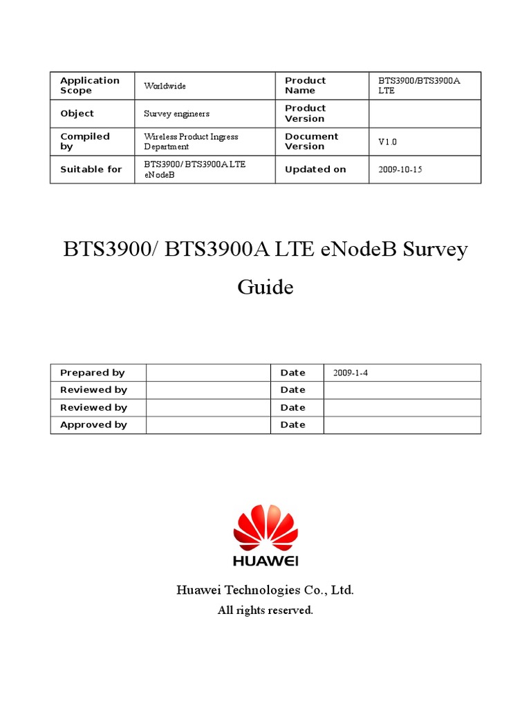 BTS3900 BTS3900A LTE eNodeB Survey Guide-20091015-B-1.0 | PDF ...