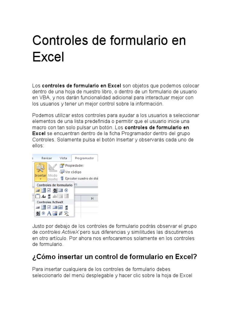 Controles de Formulario en Excel | PDF | Microsoft Excel | Point and Click