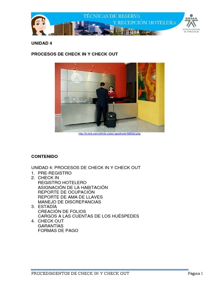 Tema 4 Procesos de Check in y Check Out | PDF | Hotel | Tarjeta de crédito