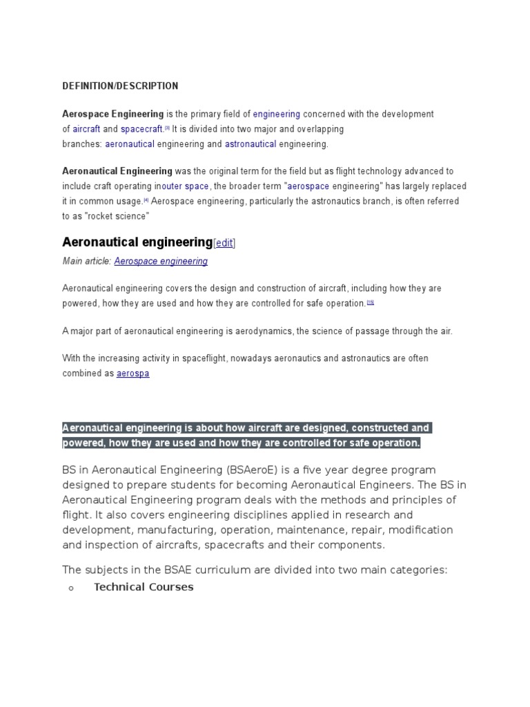 BS in Aeronautical Engineering | Download Free PDF | Aerospace ...