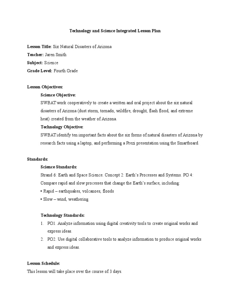 Science Technology Lesson Plan | PDF | Natural Disasters | Special ...