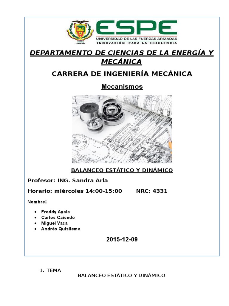 Balanceo Estatico y Dinamico | PDF | Rotación | Eje