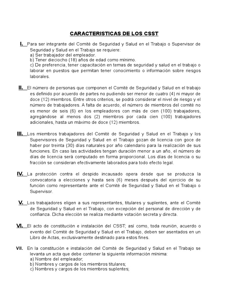 Características y funciones clave de los Comités de Seguridad y Salud ...