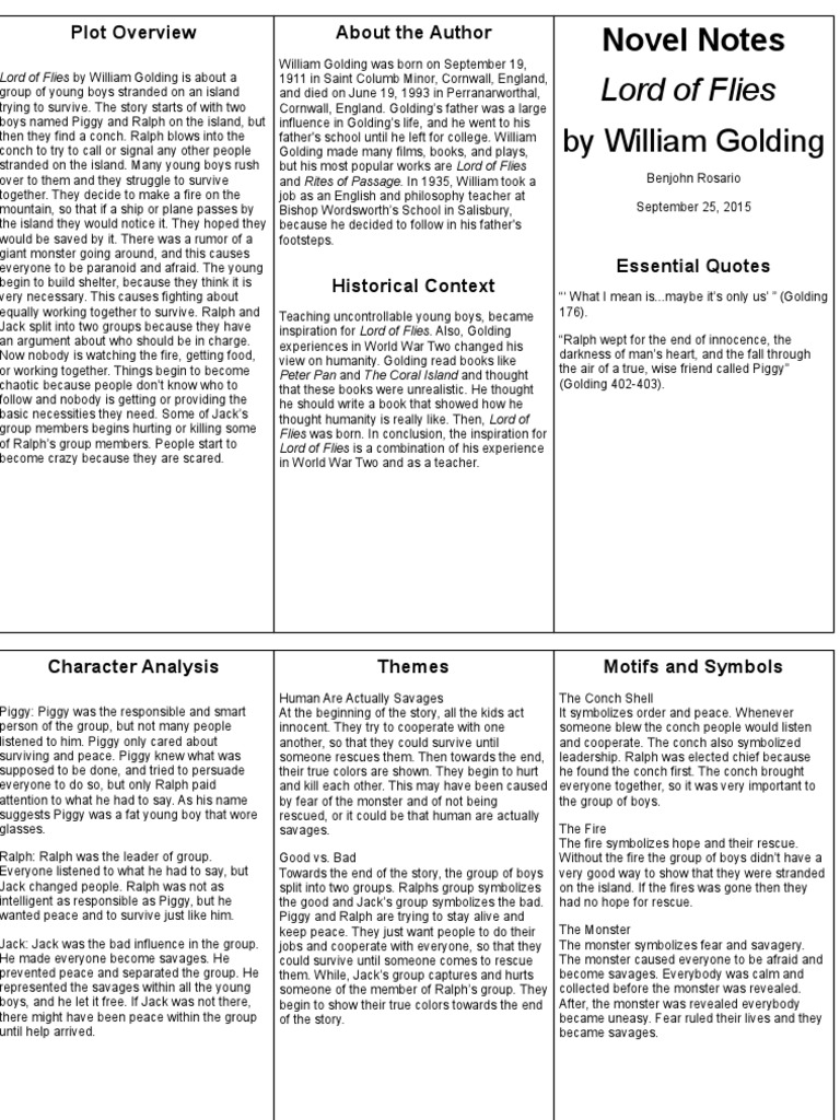 Lord of the Flies: Themes & Analysis | PDF | General Fiction