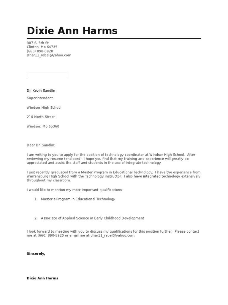 Application for Technology Coordinator Position | PDF