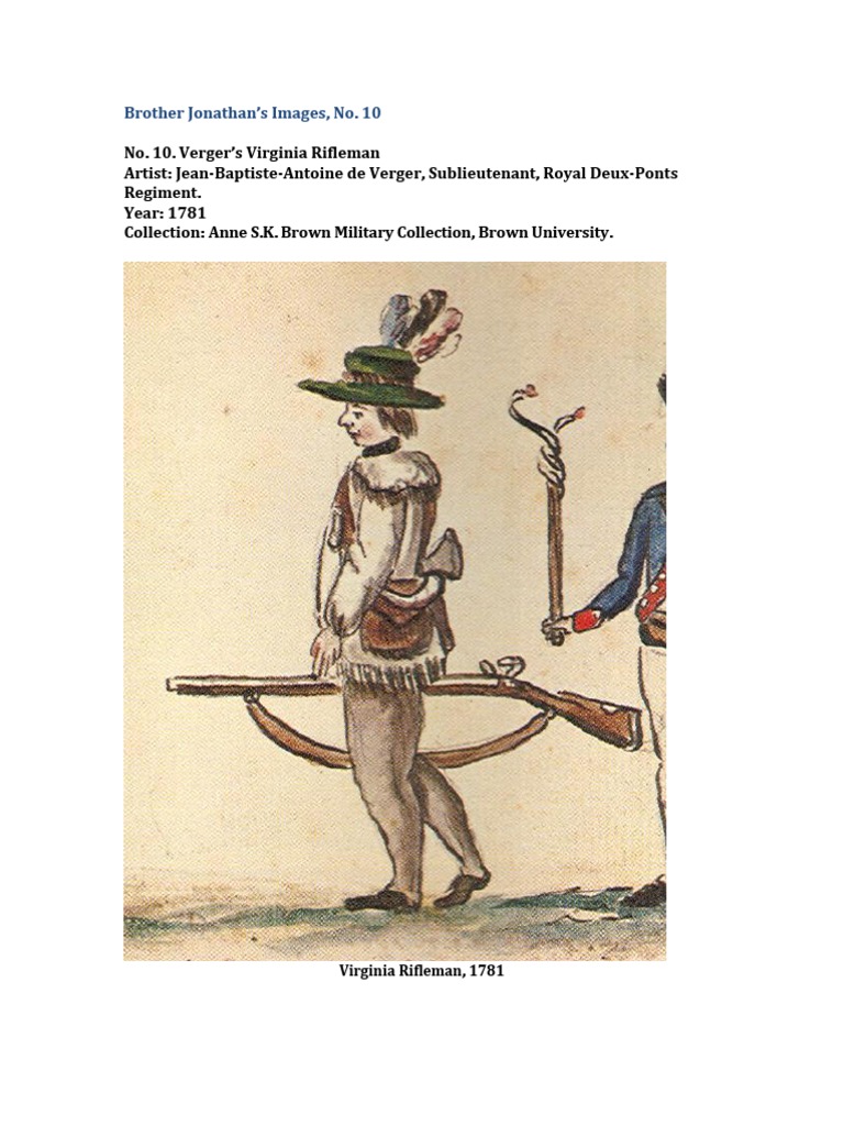 Brother Jonathan's Images, No. 10: Verger's Virginia Rifleman, 1781 ...