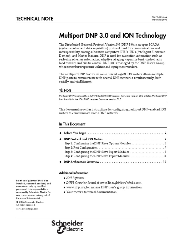 dnp3 and Ion PDF | PDF | Transmission Control Protocol | Network Architecture