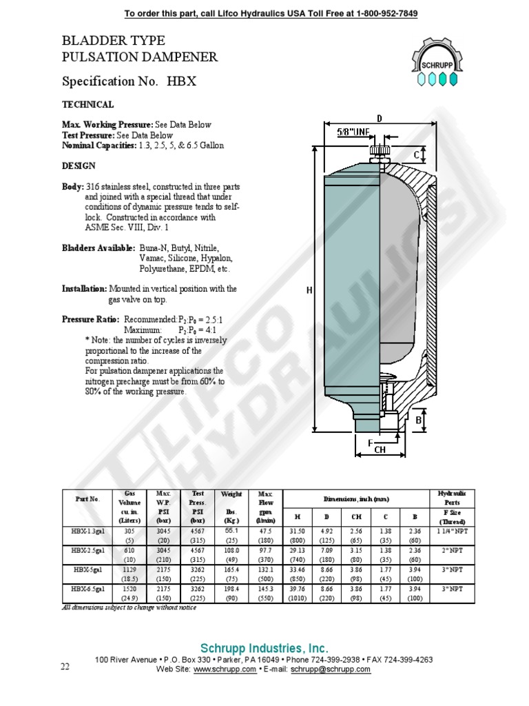 HBX Bladder Type Pulsation Dampeners | PDF