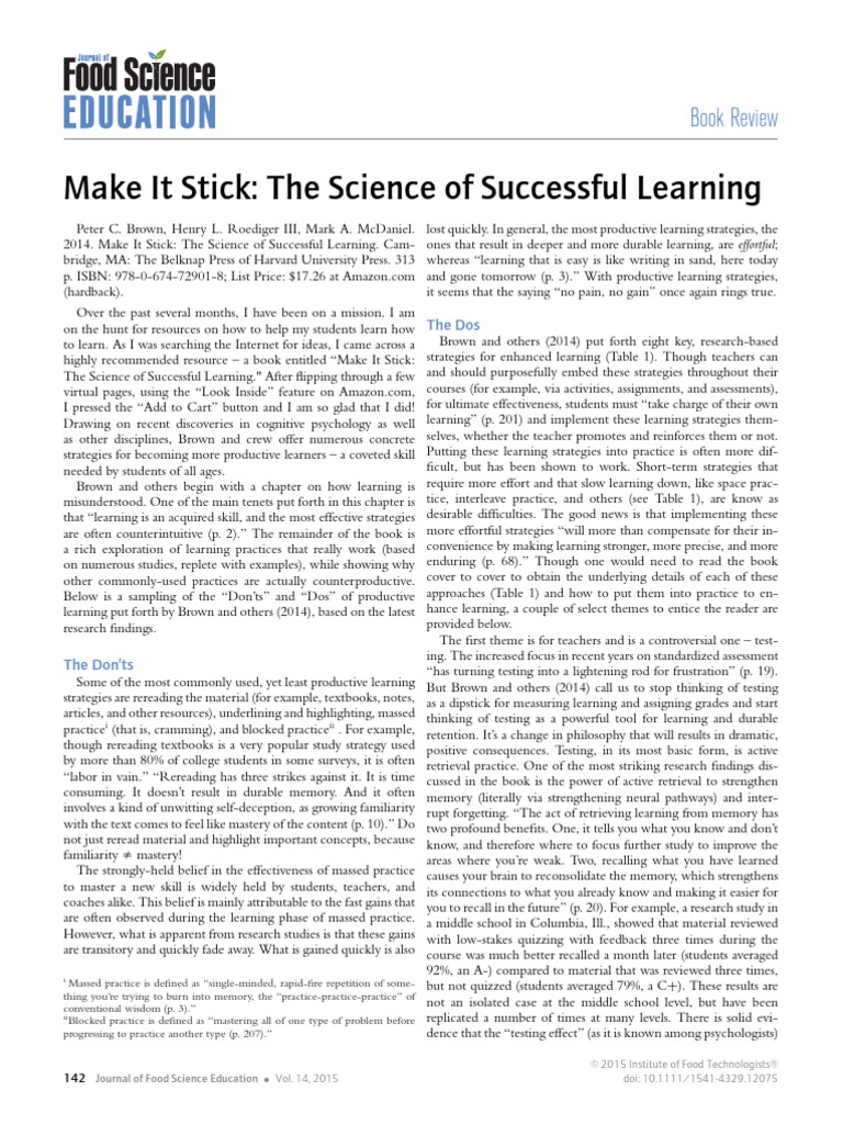 Make It Stick Summary Pdf Recall Memory Memory