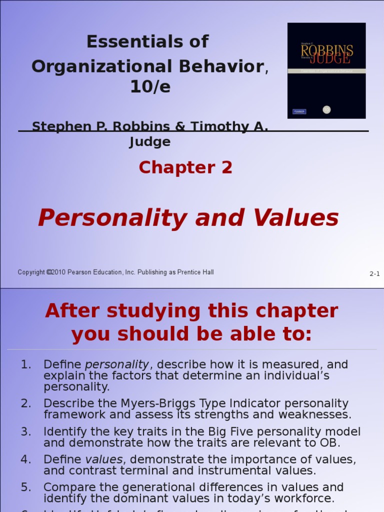 XRobbins EOB10 Basic PPT CH02 | PDF | Extraversion And Introversion | Value (Ethics)