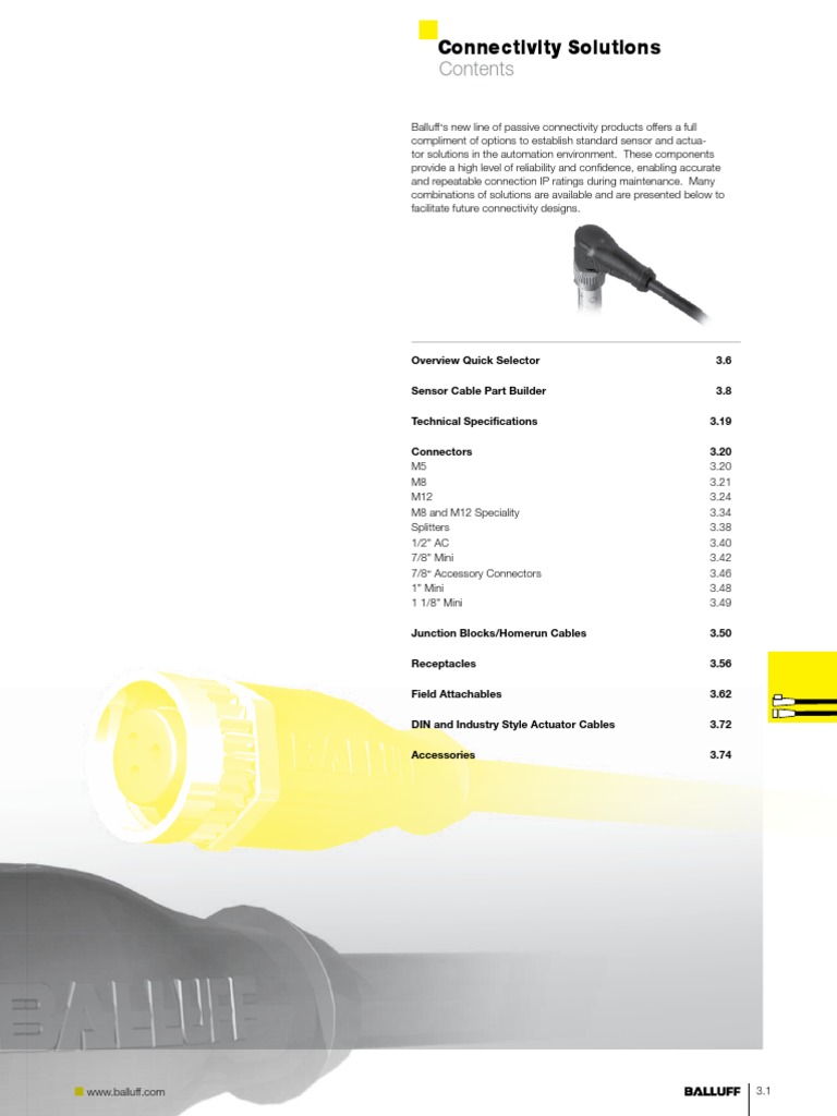 Balluff Catalogo Conectores | PDF | Cable | Electrical Connector
