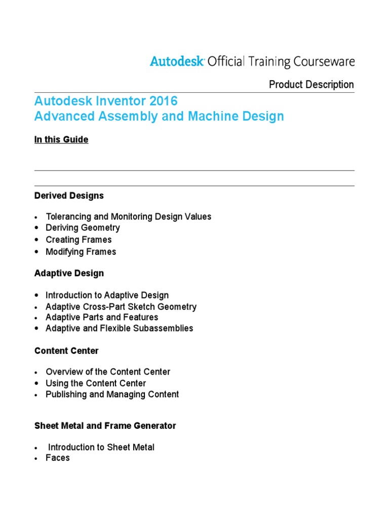 Autodesk Inventor Advanced 2016 | PDF