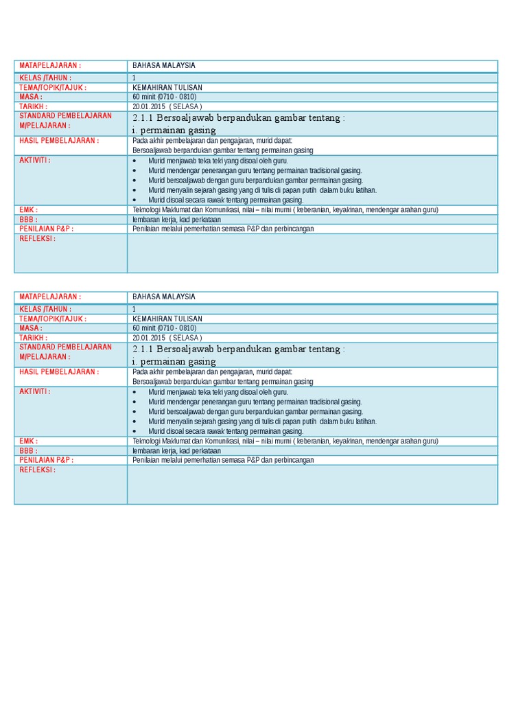 RPH Bahasa Malaysia Tahun 5 | PDF