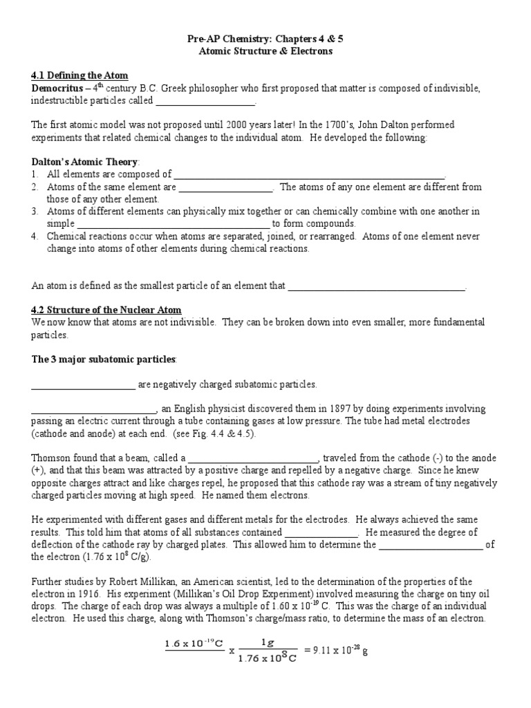 Pre-AP Chemistry: Atomic Basics | PDF | Quark | Atoms