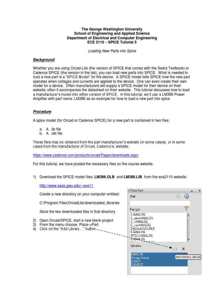 Tutorial6 LoadingPartsInSpice | PDF | Spice | Computer File