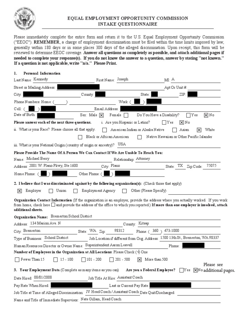 Kennedy EEOC Intake Questionnaire and Supporting Materials Redacted ...