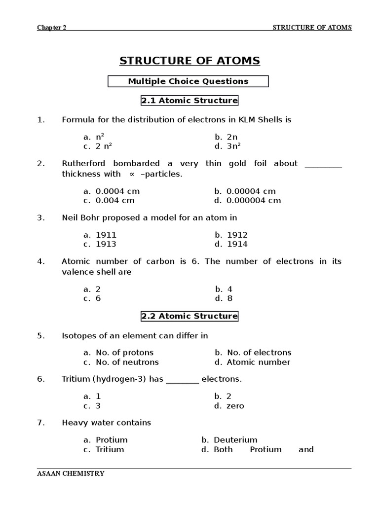 Structure of Atoms 2 | PDF | Electron Configuration | Atoms