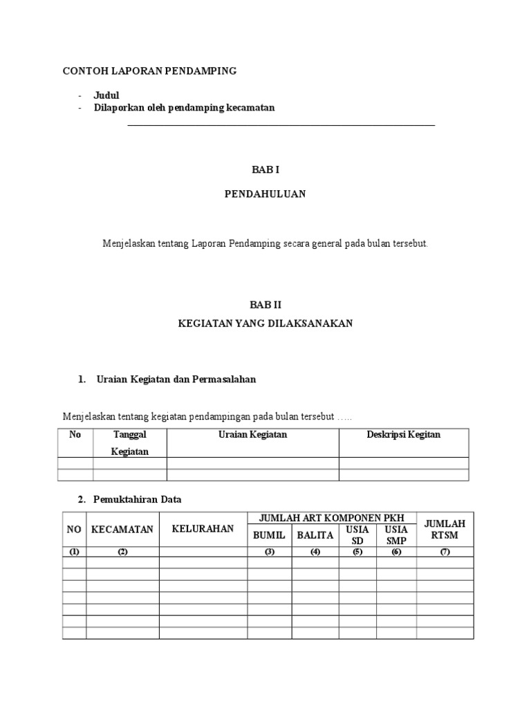 Contoh Laporan Pendamping | PDF