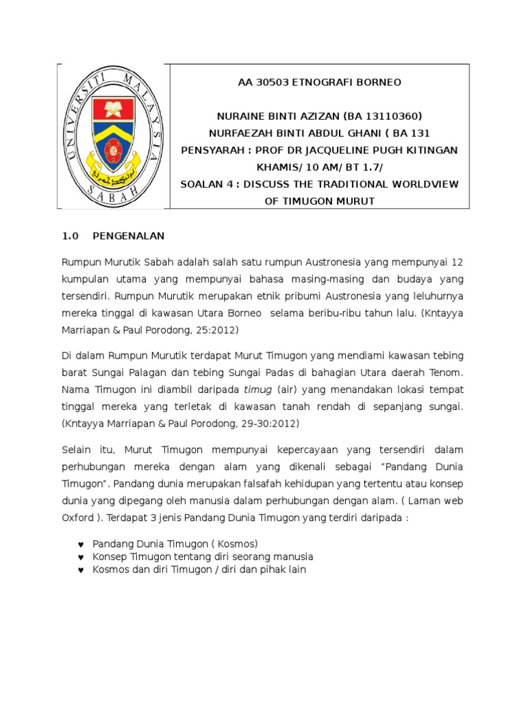 Traditional Worldview of Timugon Murut | PDF