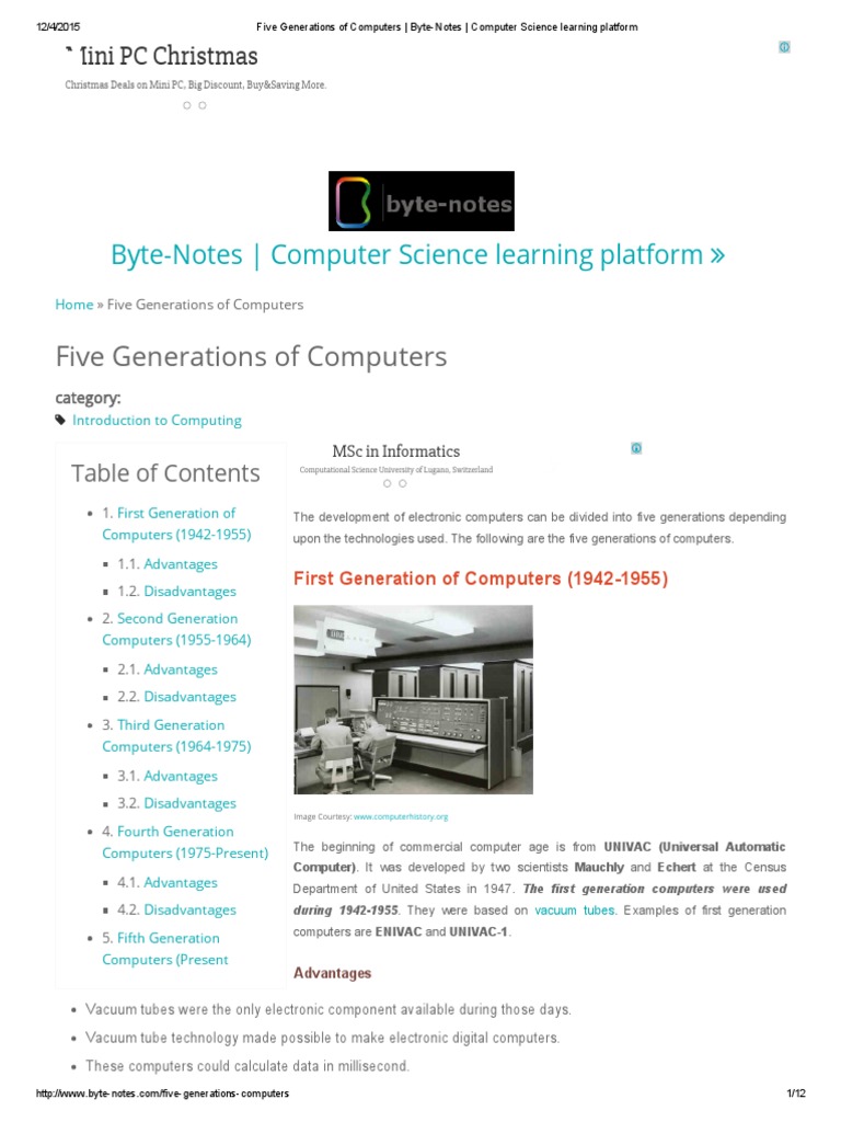 Overview of Computer Generations | PDF | Integrated Circuit | Very ...
