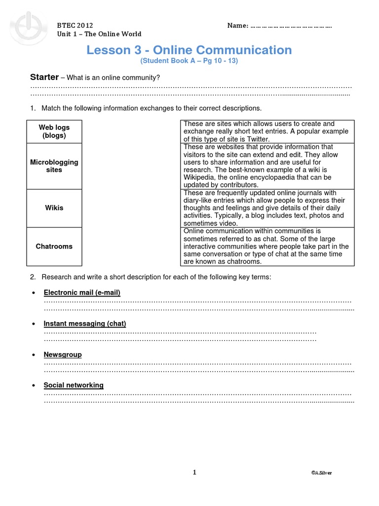 U1l3 Online Communication | PDF | Social Science | Computers