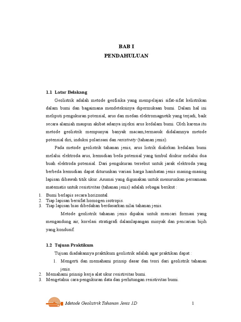 Geofisika Metode Geolistrik 1D | PDF