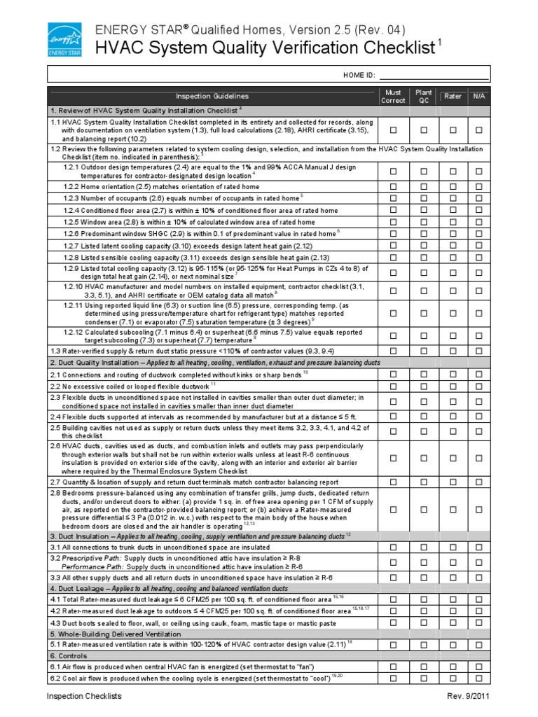 Hvac Sys Verification Checklist v2 5 | Duct (Flow) | Hvac