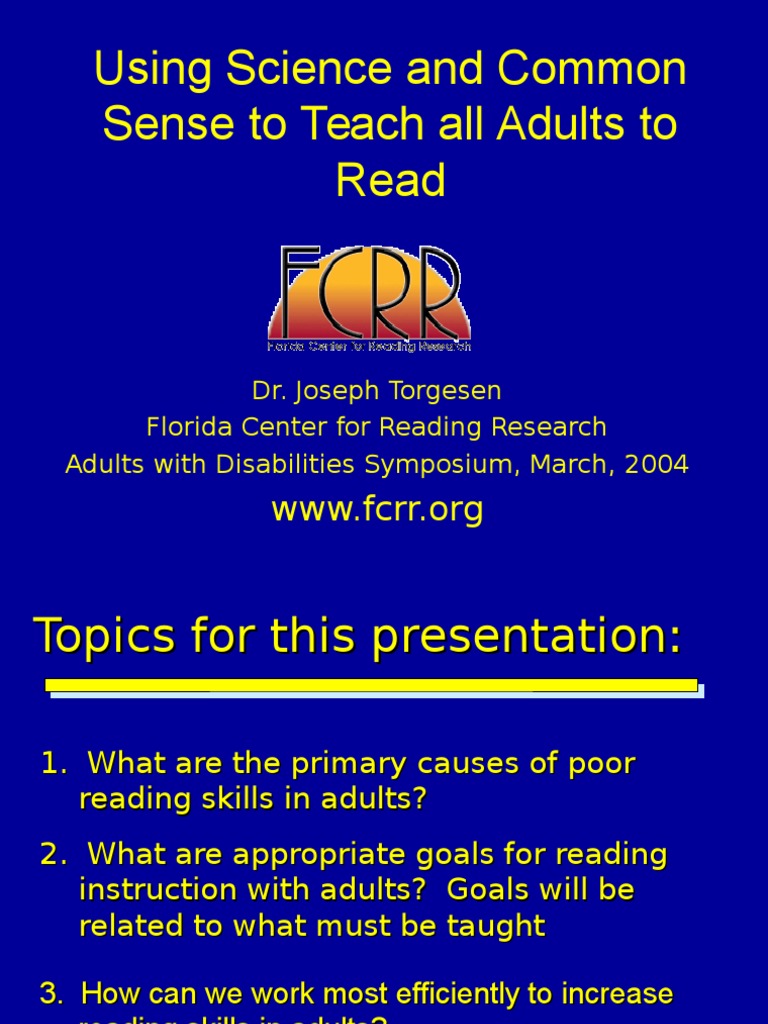 Teaching Adults to Read: Applying Scientific Findings to Increase ...