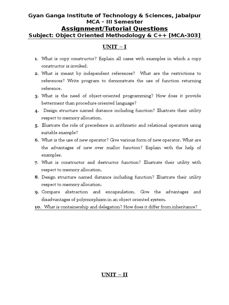Assignment OOPs & C++ (MCA-303) | PDF | C++ | Inheritance (Object Oriented Programming)