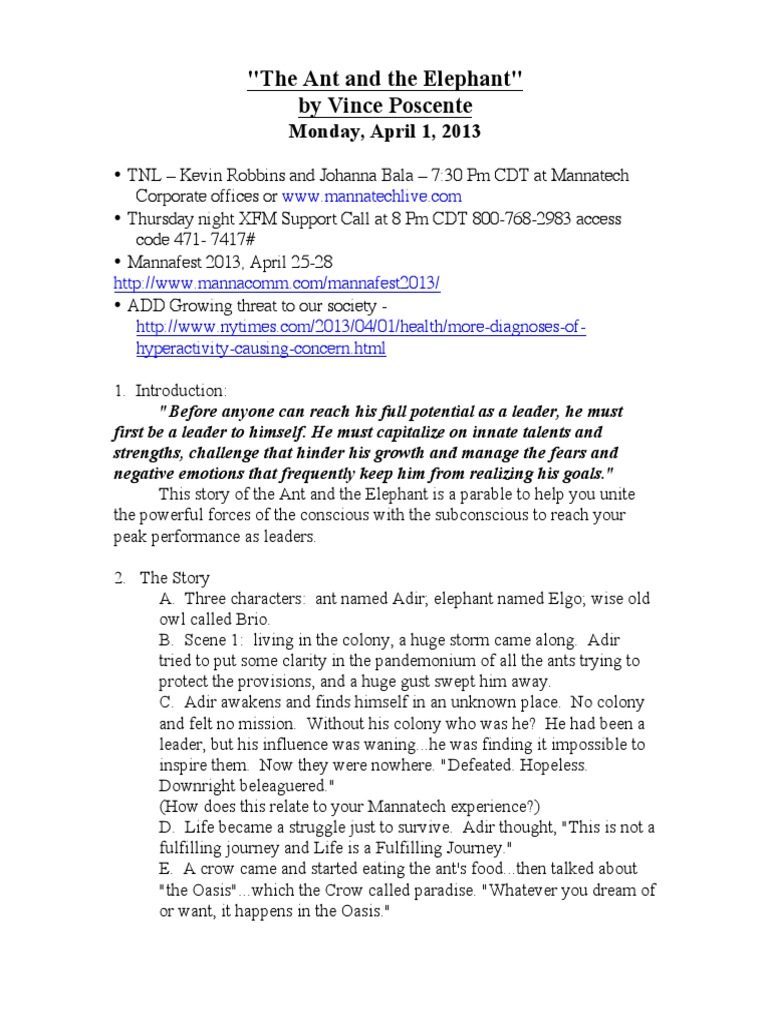 The Ant and The Elephant | PDF | Mind | Attitude (Psychology)