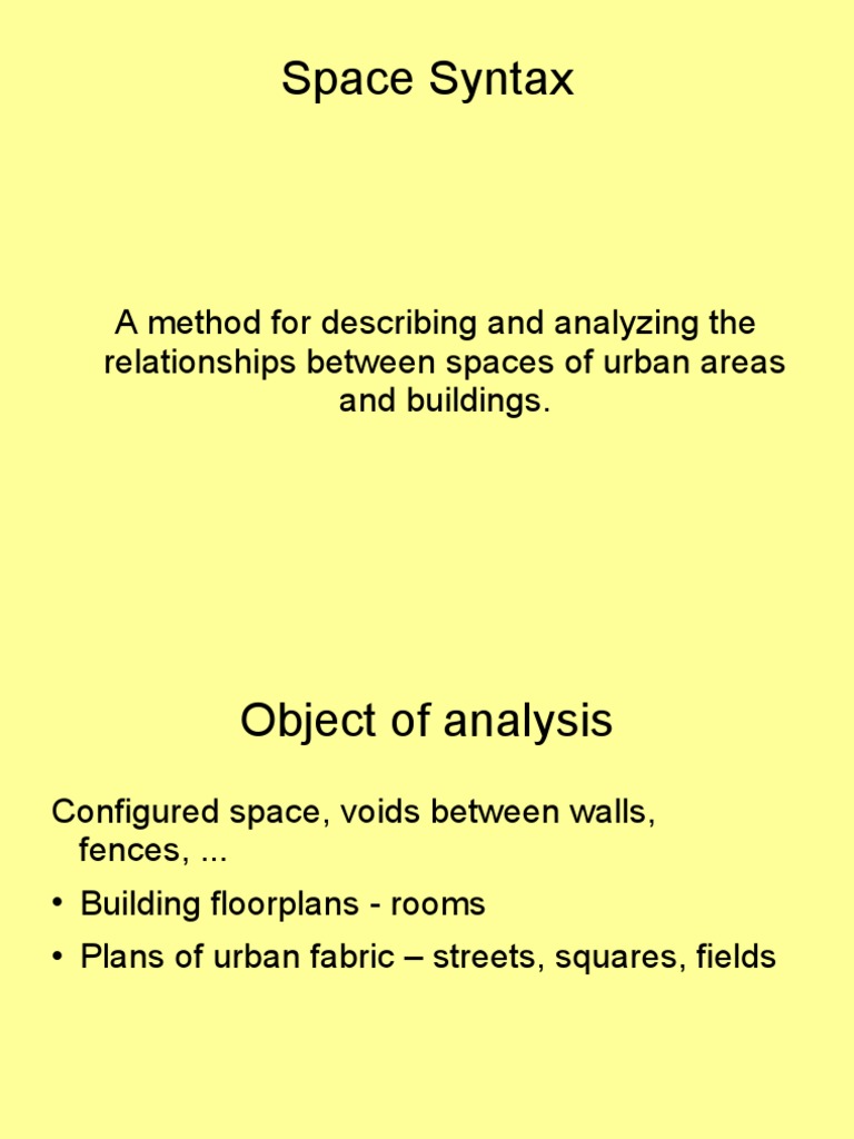 Space Syntax: A Method For Describing and Analyzing The Relationships ...