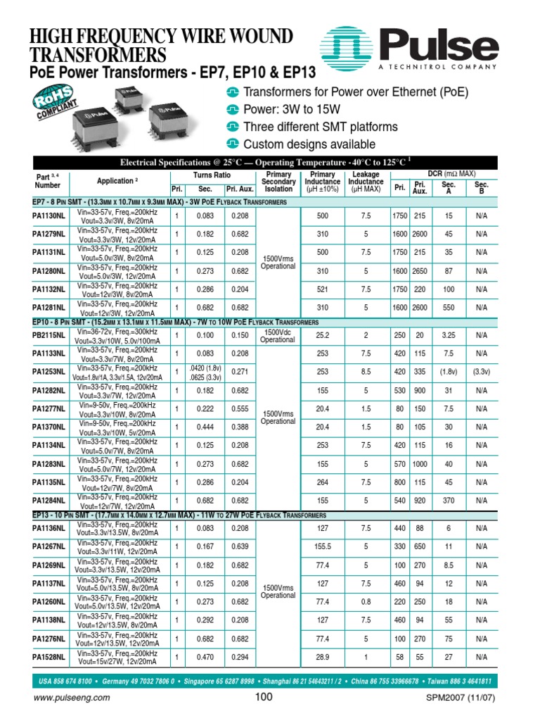 High Wire Wound Transformers | PDF | Transformer | Electrical Components