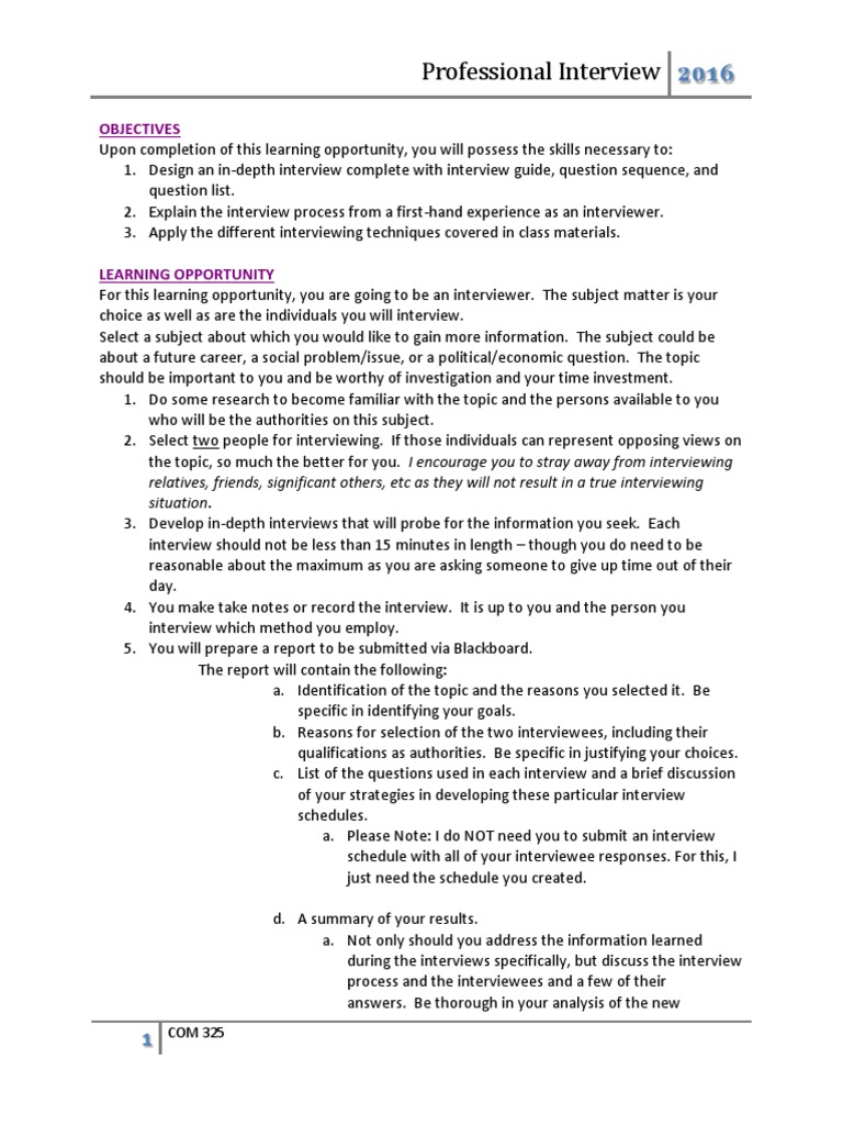 Professional Interview2016 | PDF | Interview | Survey Methodology