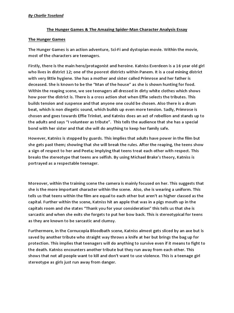 The Hunger Games & The Amzing Spiderman Character Analysis Essay | PDF ...