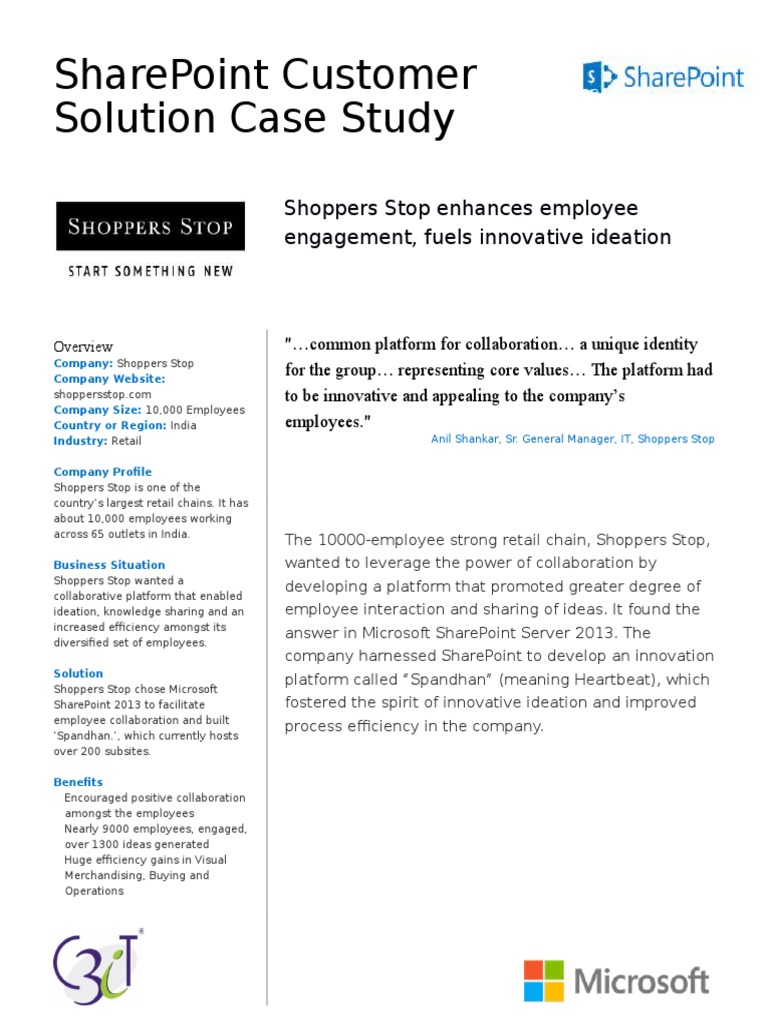 Shoppers Stop's Spandhan: Boosting Collaboration | PDF | Share Point ...