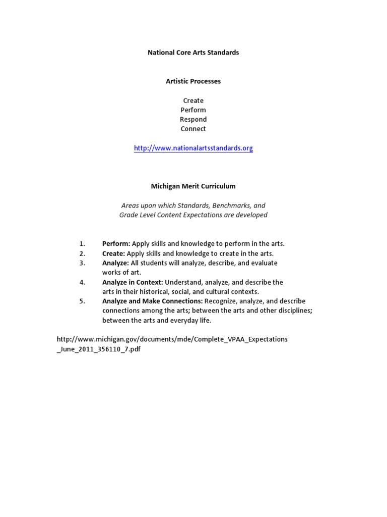 National Core Arts Standards Overview | PDF