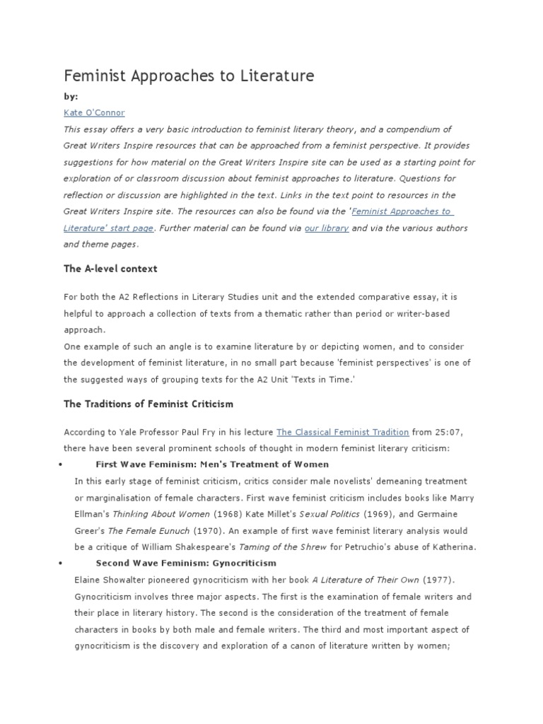 Feminist Approaches To Literature | PDF | Feminism | Gender Studies