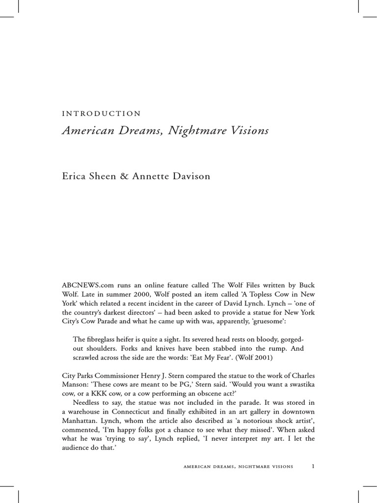 American Dreams, Nightmare Visions | PDF | Filmmaking | Aesthetics