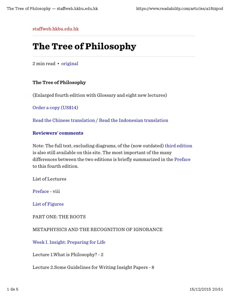 PALMQUIST - Tree.0a.the Tree of Philosophy | PDF | Logic | Metaphysics