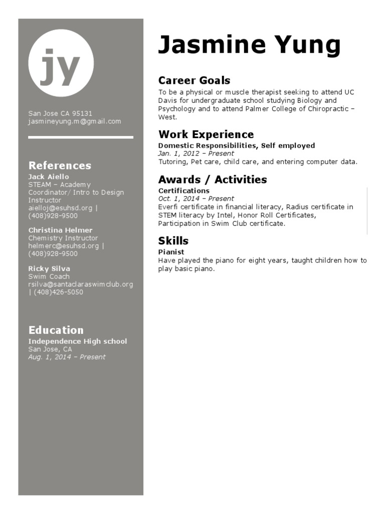 Jasmine Yung's Resume and Goals | PDF