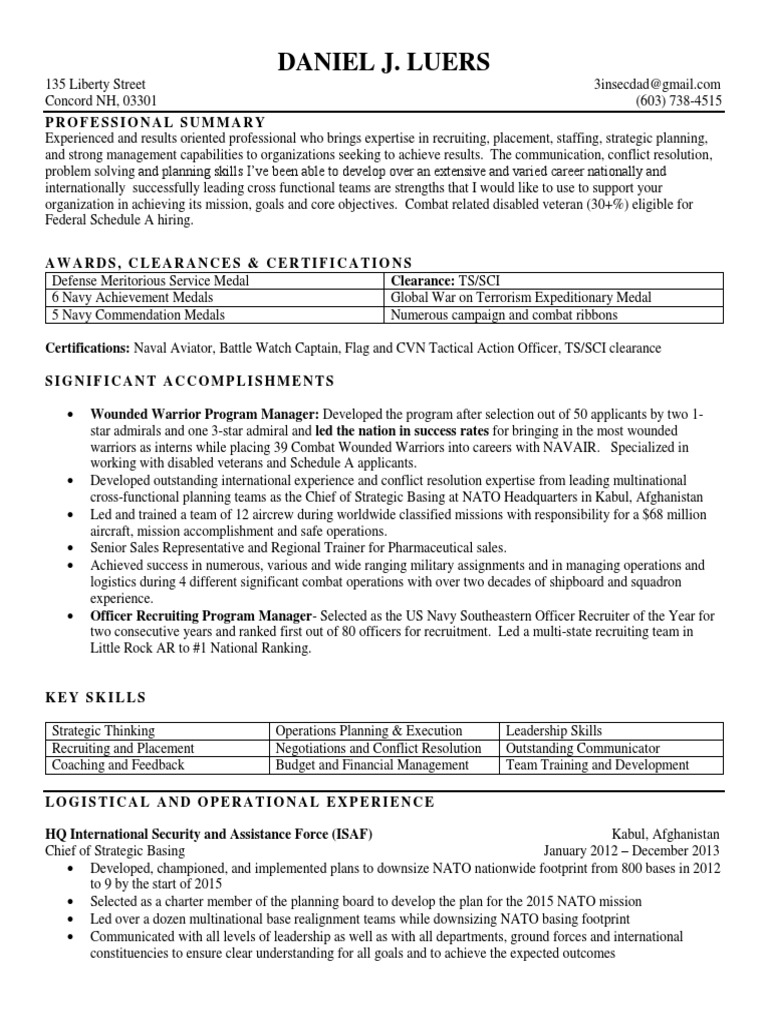 Daniel J. Luers Resume | PDF | United States Navy | Military