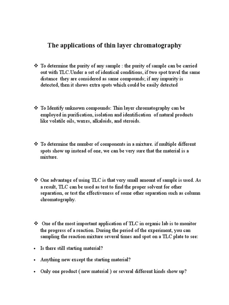 Various Applications of Thin Layer Chromatography | PDF | Thin Layer ...