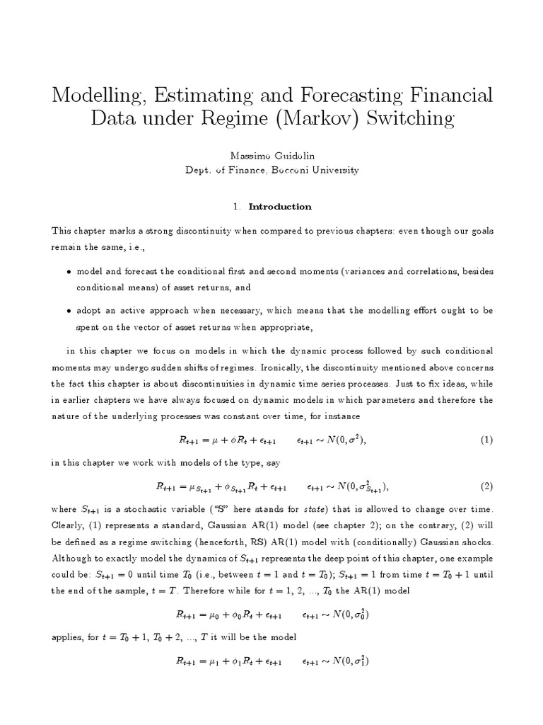 Lecture 7 Markov Switching Models20130520235704 Pdf Markov Chain Vector Autoregression