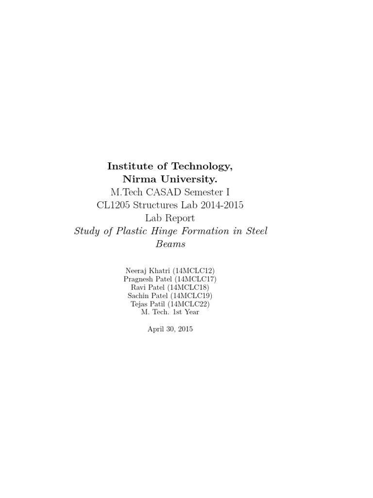 Study of Plastic Hinge Formation in Steel Beams | PDF | Beam (Structure ...