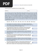 Des II Scoring Dissociative Experience Scale | PDF | Dissociation ...