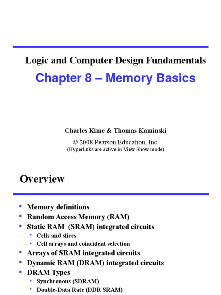 Chapter 8 - Memory Basics: Logic and Computer Design Fundamentals | PDF ...
