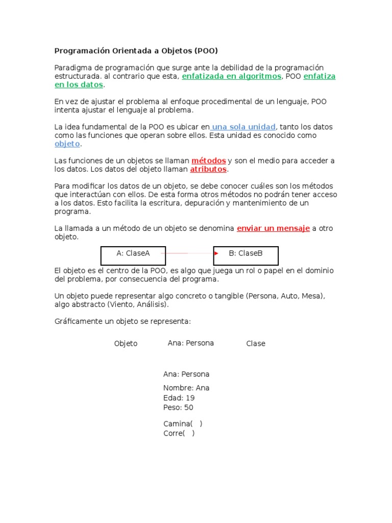 Programación Orientada A Objetos (POO) | PDF | Objeto (informática ...