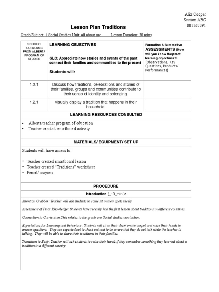 Lesson Plan - Traditions 2 | PDF | Christmas | Christmas Traditions