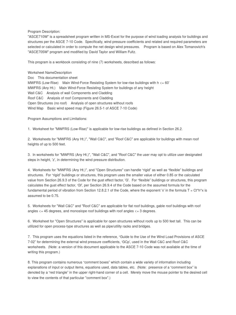 ASCE710W - ASCE 7-10 Code Wind Analysis Program | PDF | C (Programming Language) | Roof